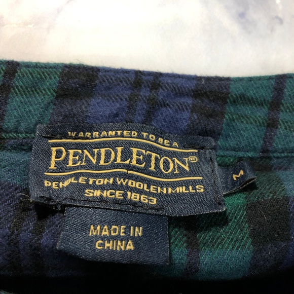Pendleton | Tops | Pendleton Blue Green Cotton Button Up Flannel | Poshmark
